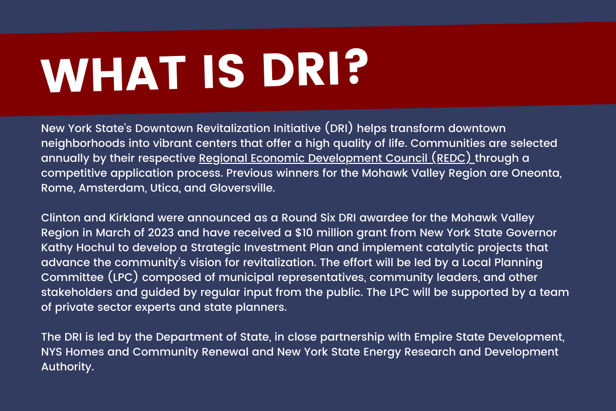 DRI Engagement Process – Clinton Kirkland Improvement Corporation